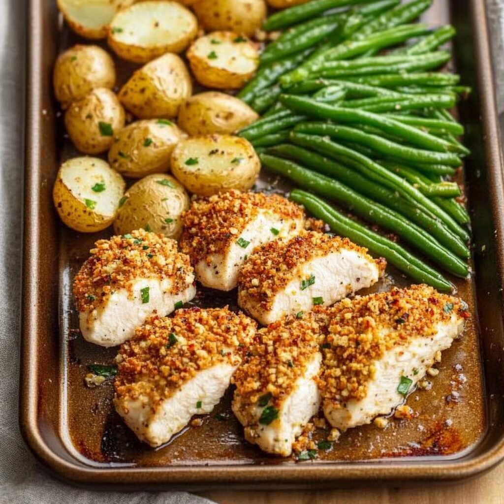 One-Pan Parmesan Crusted Chicken Sheet Pan Dinner - all moms recipes