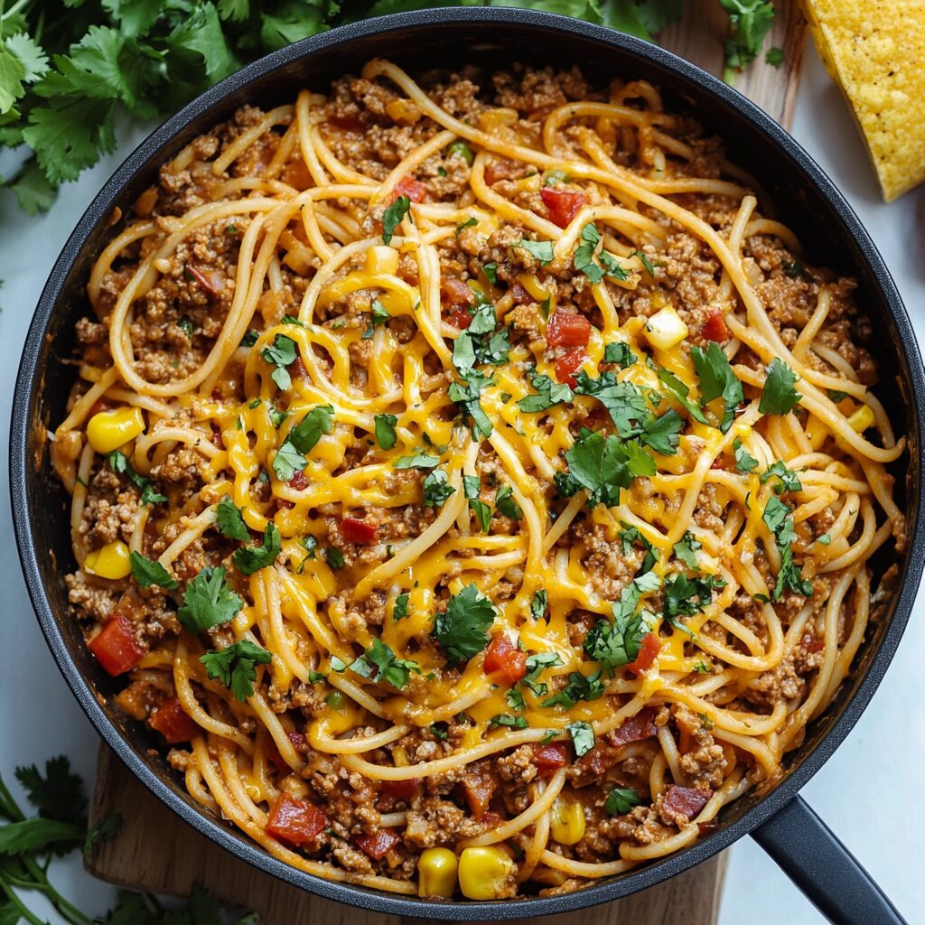 One Pot Taco Spaghetti Recipe - all moms recipes