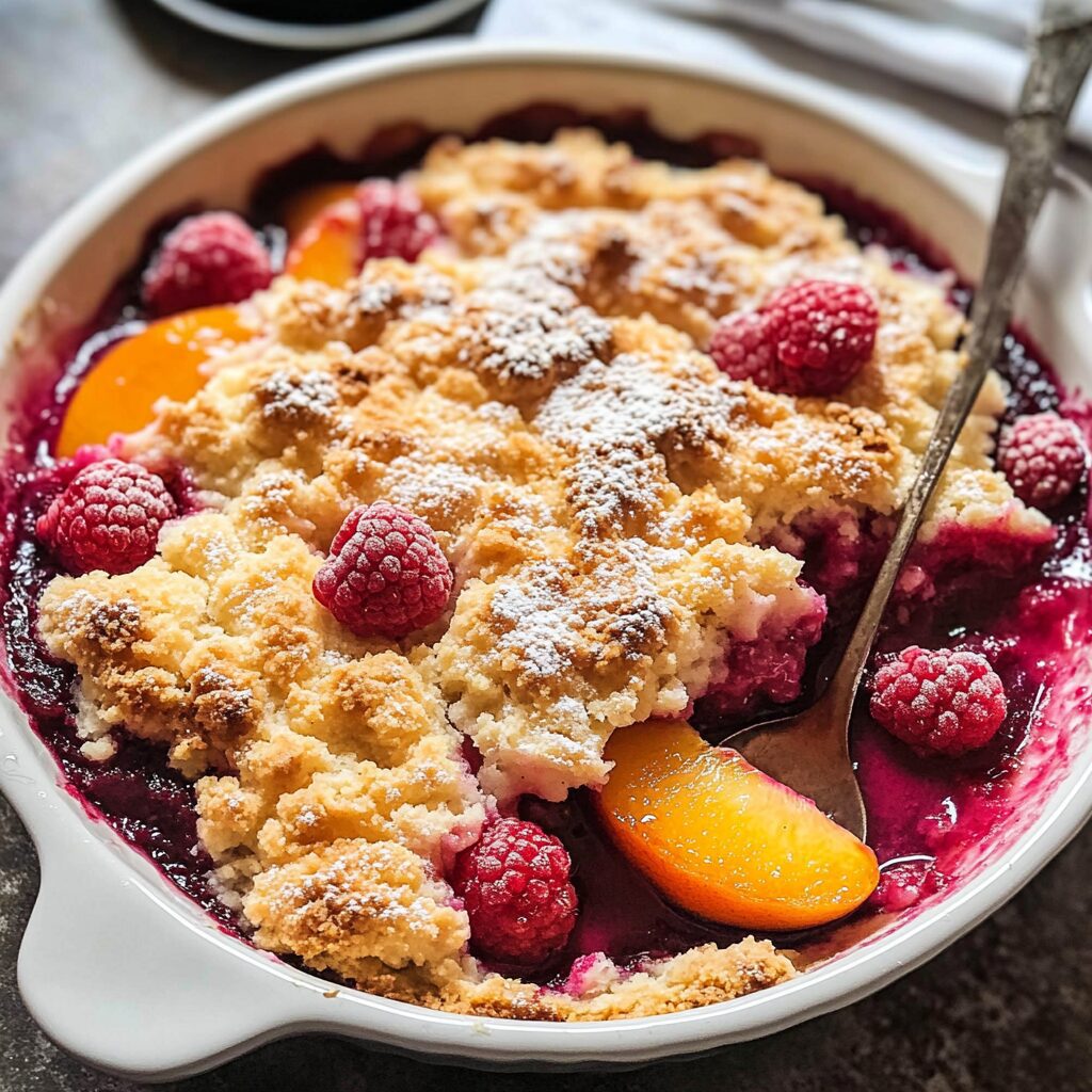 Easy Peach and Raspberry Cobbler - all moms recipes