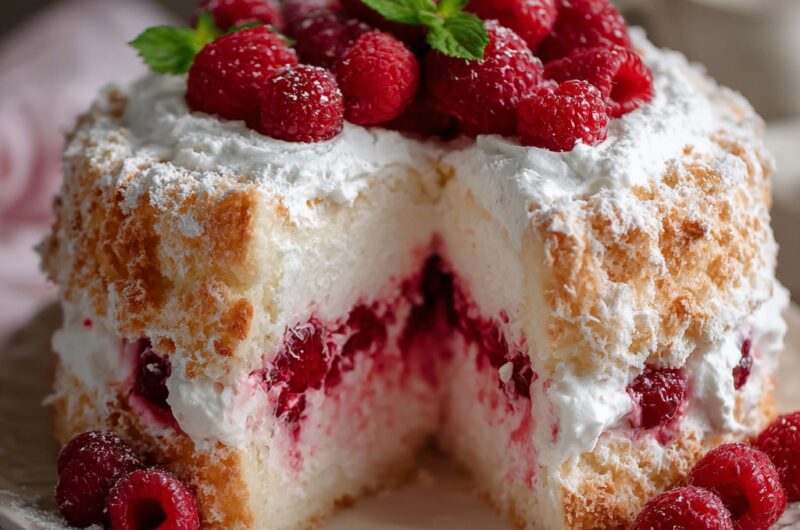 Raspberry Angel Food Cake - all moms recipes