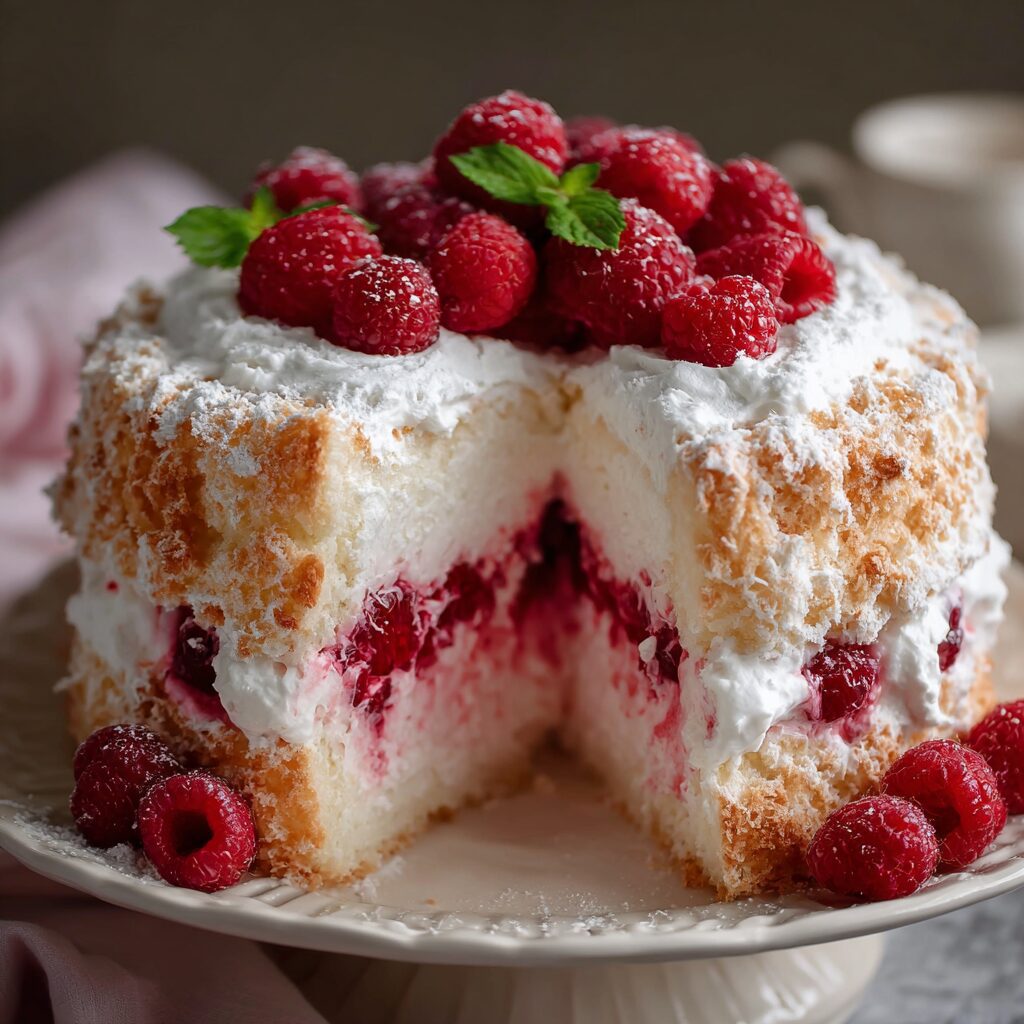 Raspberry Angel Food Cake - all moms recipes
